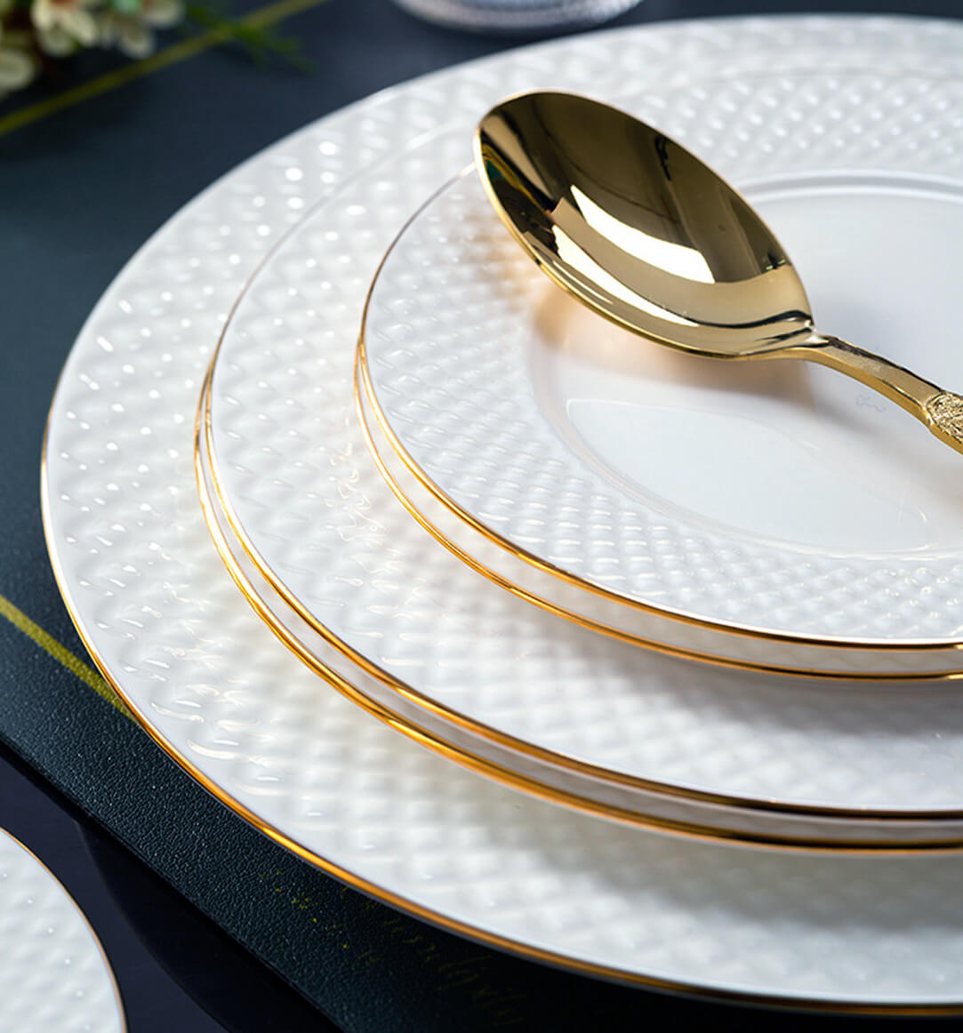Diamonds Classic Dinner Plates Set 25cm | Fine Bone China - Plateplus ...
