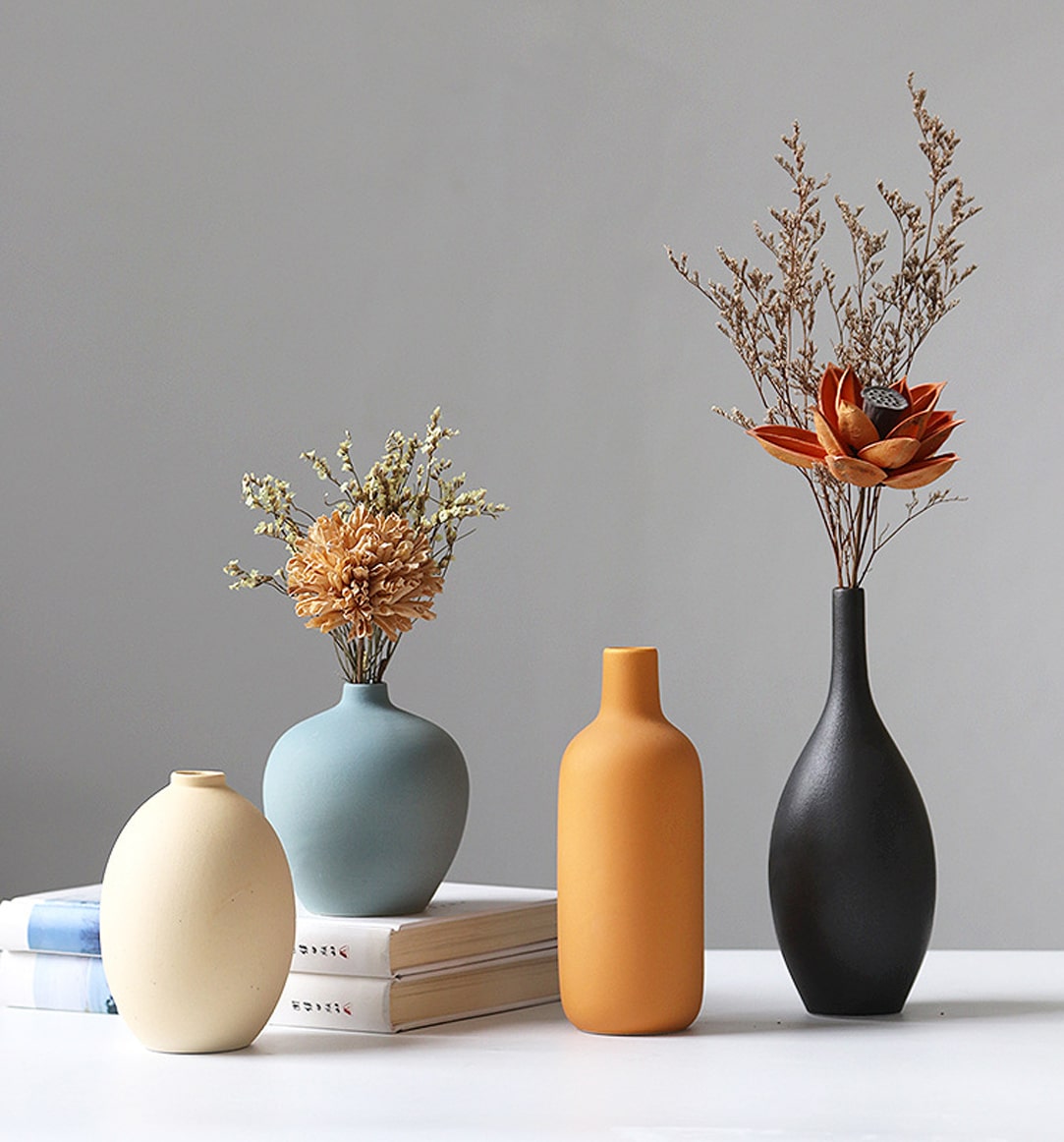 4 Colours Frosted Ceramic Vase Set | Home Decoration - Plateplus ...