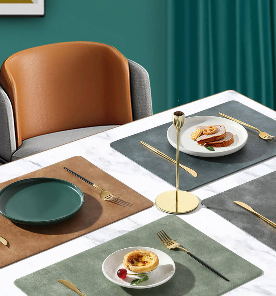 Leather Texture Double-Sided Placemat Set | Home Decor - Plateplus ...