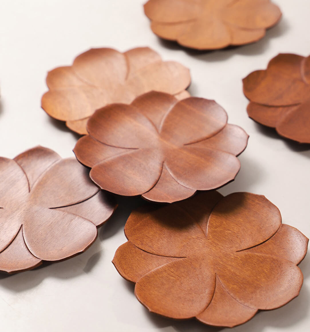 Mahogany Hardwood Lotus Coaster Set of 6 | Home Decor - Plateplus ...