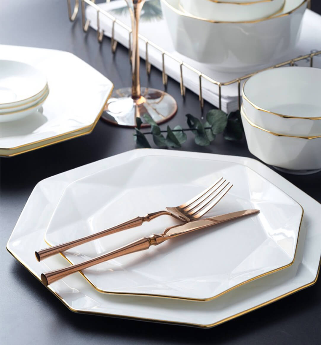 Octagon Classic Dinner Plates Set 27cm | Fine Bone China - Plateplus ...