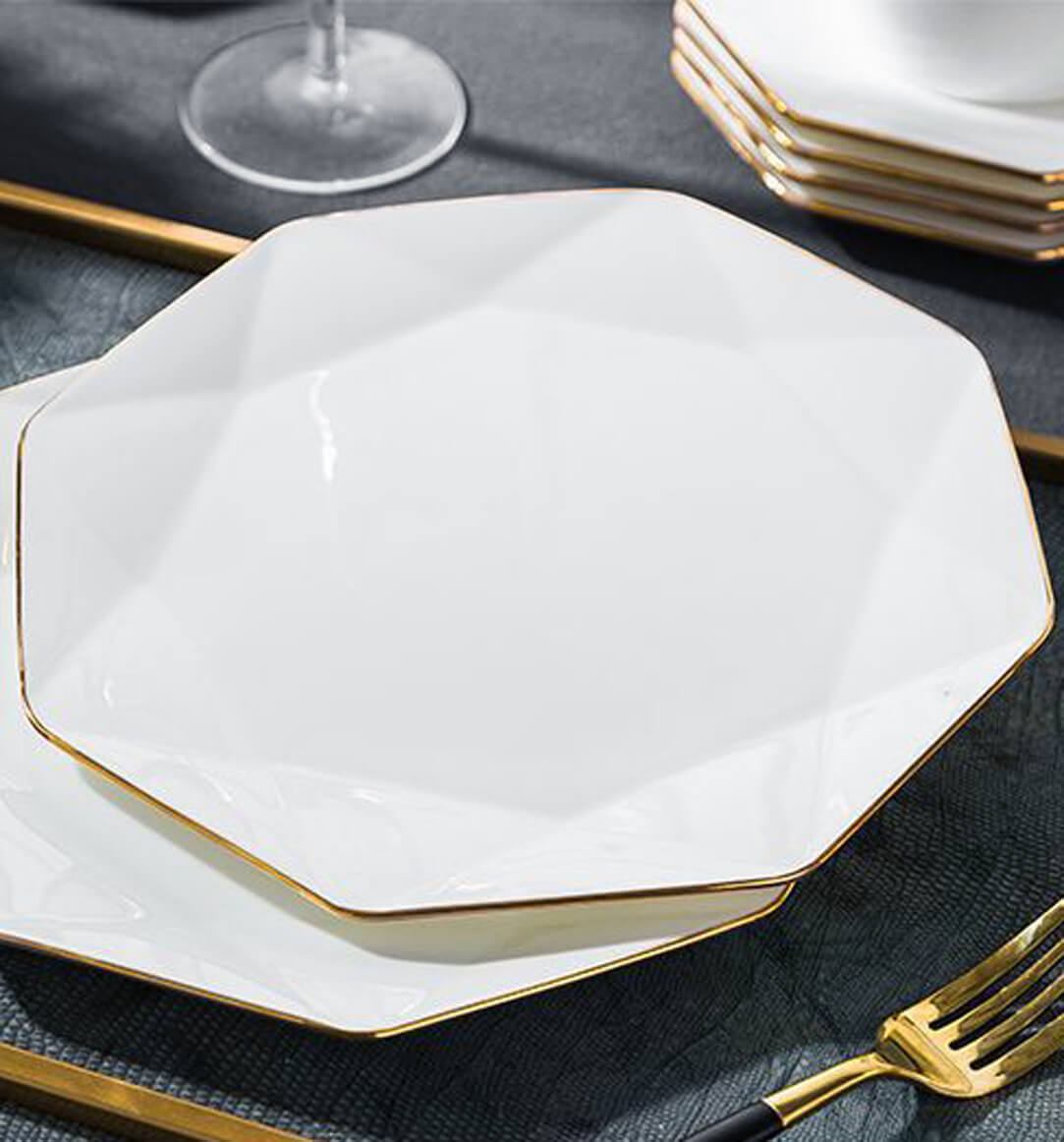 Octagon Classic Dinner Plates Set 27cm | Fine Bone China - Plateplus ...